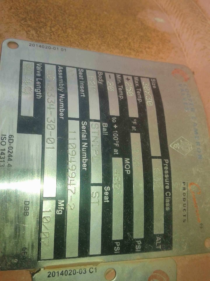 Cameron T31 Ball Valve 30" 600 Beveled End W/ Pup Joints and Gear Ext ...