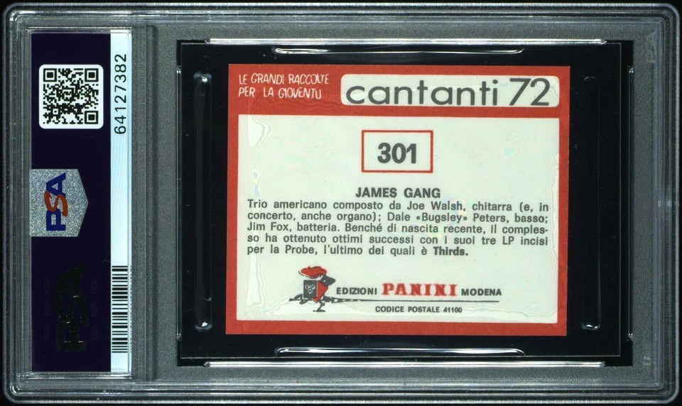 PSA 8 Joe Walsh James Gang Rookie Card 1972 Panini Cantanti Band The ...