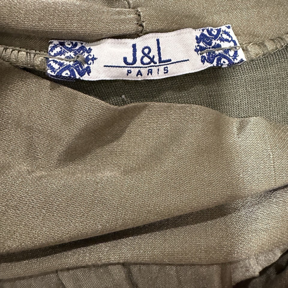 J&L Paris Blouse Pure Italian Soft Silk Made In Italy Olive Women Size M Vintage | eBay