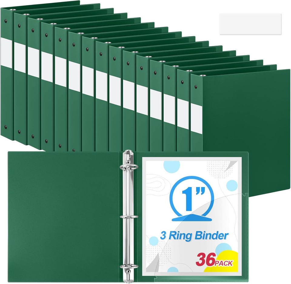 36 Pcs 3 Ring Binders 1 Inch round Rings, Plastic Flexible Binders Bulk ...