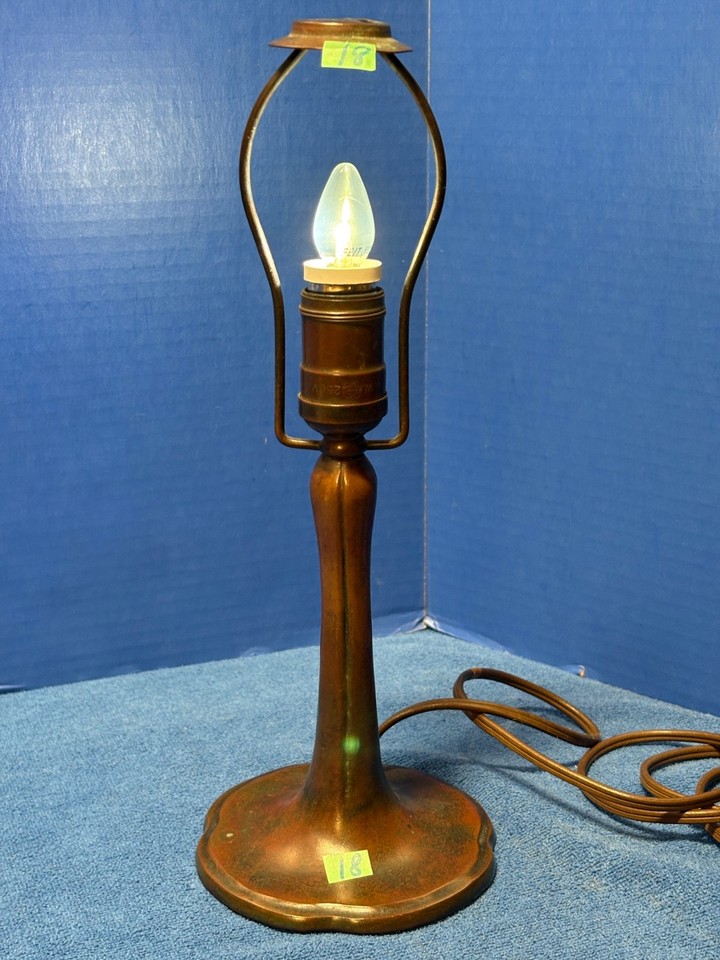 Handel Mid Size Original Brown Patina Lamp Base Cloth Label Hubbell ...