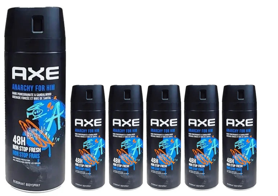 6 x Axe ( Lynx) Deodorant Body Spray 150ml Black Apollo Ice Excite ...