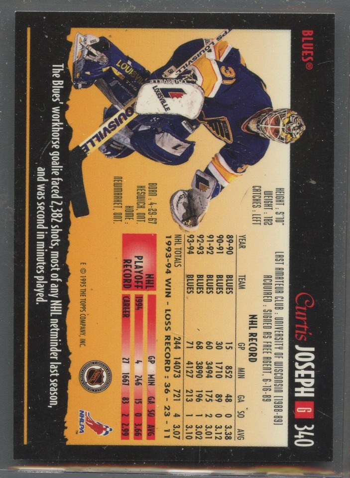 1994-95 Topps Premier #340 Curtis Joseph St. Louis Blues | eBay