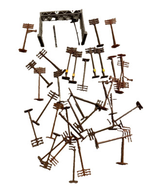 N Scale TELEPHONE / TELEGRAPH POLES Set of 36 and Train Signal Bridge ...