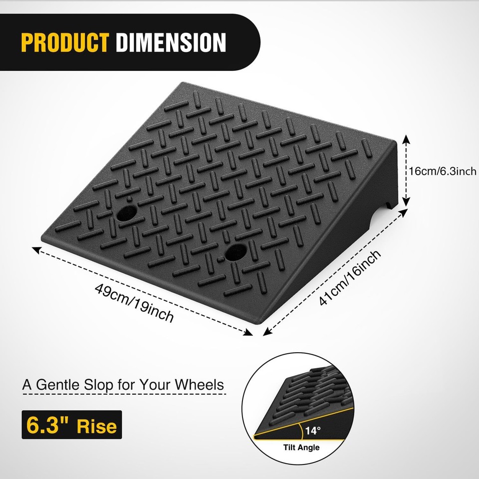 Nilight Rubber Curb Ramps 7.5Inches Rise Height Heavy Duty Rubber ...