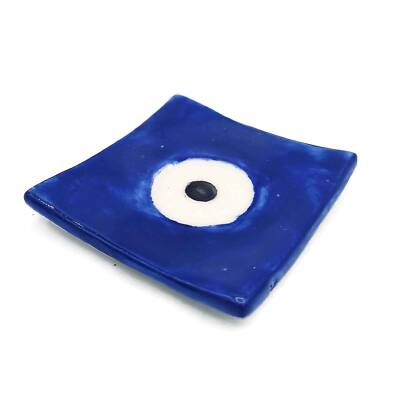 Handmade Ceramic Evil Eye Plate, Small Trinket Dish, Blue Pottery Ring ...