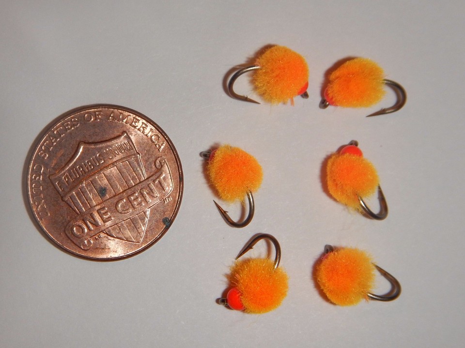Micro Bead Head Glo Bug Yarn Egg Steelhead Orange size 14 (per 6) | eBay