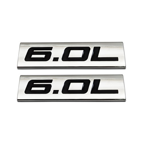 2x Car Fender Chrome Black Metal 6.0L Emblem V6 V8 Engine Logo SUV ...