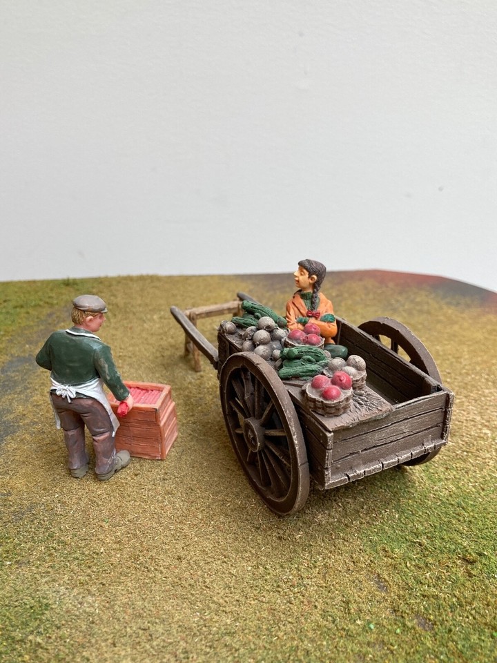 LEMAX Painted Merchant & His Daughter with a 2 Wheeled Wagon [Aprox. 1/ ...