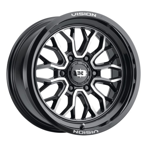 18x9 Vision 402 Riot Gloss Black Machined Face Wheels 6x5.5 (12mm) Set ...
