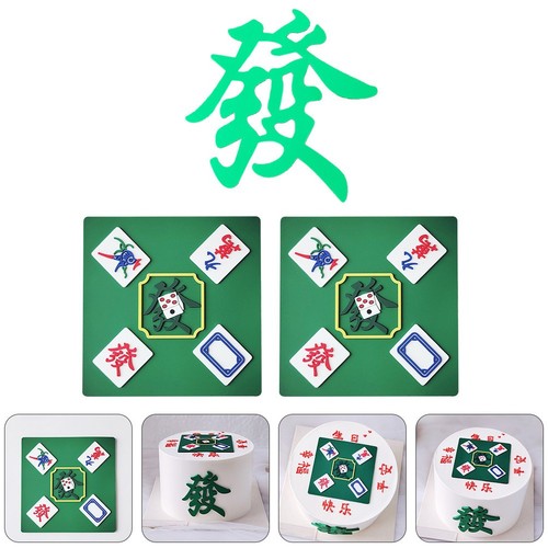3 Pcs Birthday Party Mahjong Decorations Cake Decorating Ornament ...
