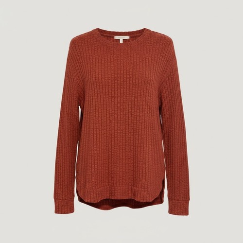 Women's XL Rust Textured Knit Long Sleeve Casual Pullover Shirt Top | eBay