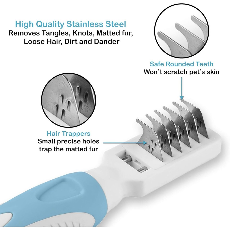 Pets First Stainless Pet Mat Remover - Dematting Tool for Grooming Dogs ...