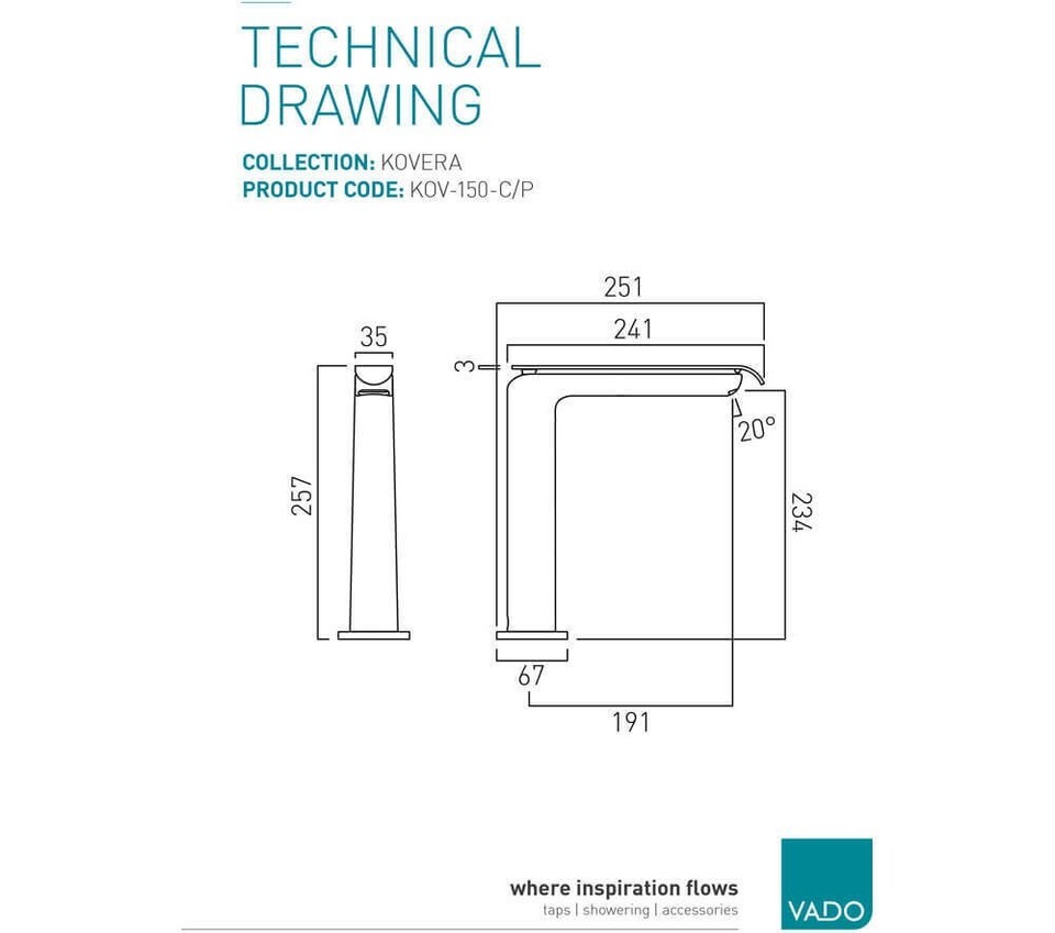 VADO KOVERA MONO KITCHEN SINK MIXER CHROME KOV-150-C/P BNIB £450rrp ...