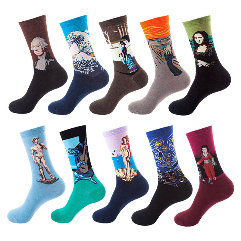 Men's Fun Dress Socks Colorful Funny Novelty Crew Socks 10 Pack Art ...