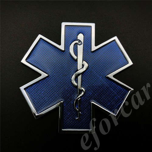 Metal 3D Blue EMS EMT Star of Life Car Trunk Rear Emblem Badge Decal ...