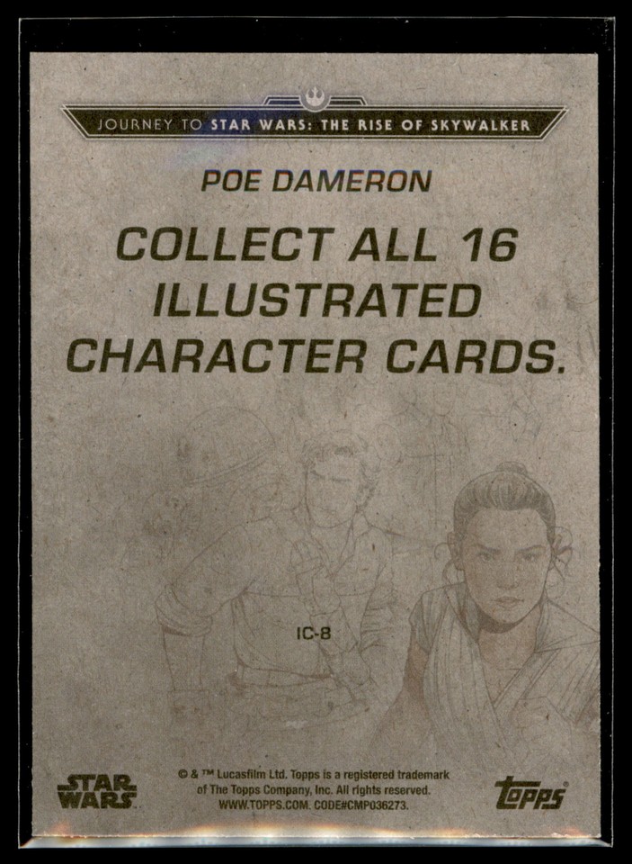 2019 Topps Star Wars Journey Rise Skywalker Illustrated Character Poe ...