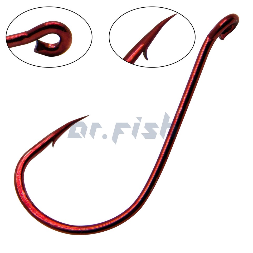 50/100pcs Red Octopus Hooks Barbed Catfish Live Bait Surf Fishing ...