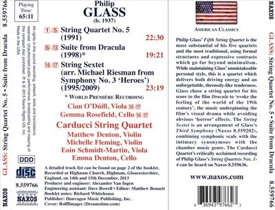 PHILIP GLASS: STRING QUARTET NO. 5; SUITE FROM DRACULA; STRING SEXTET NEW CD 636943976623| eBay