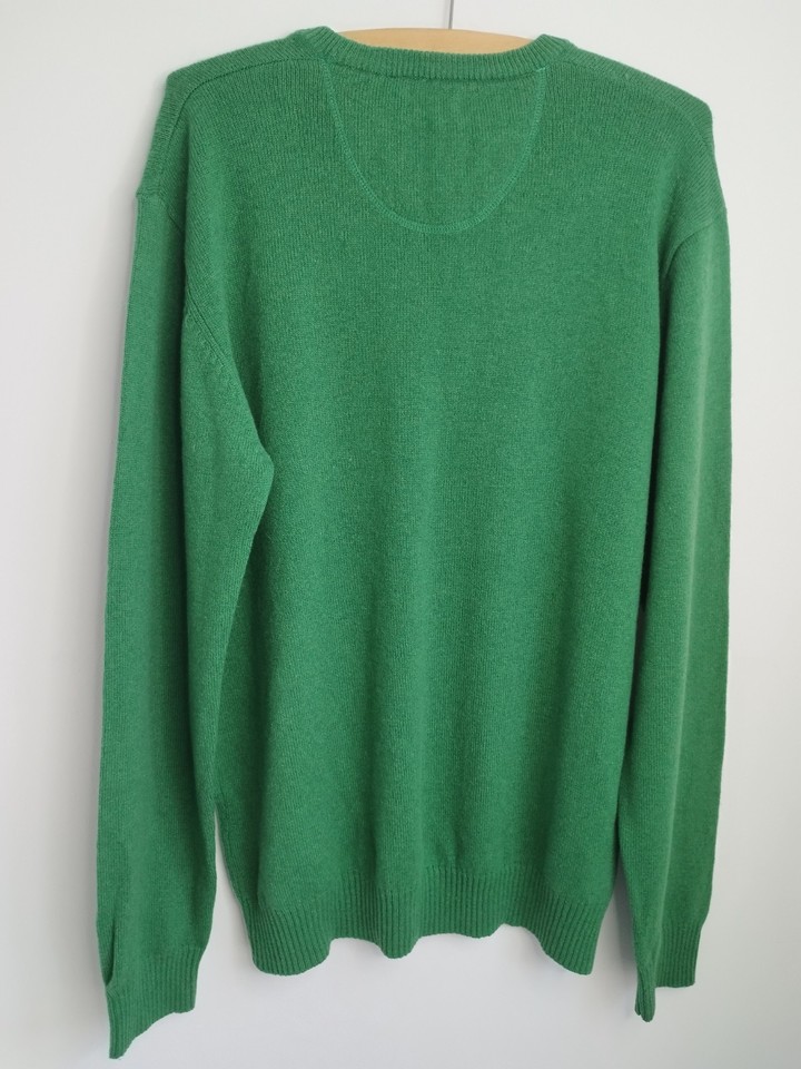 JOHN LEWIS Jumper Cashmere merino Wool Green Round Neck Size Medium Men ...