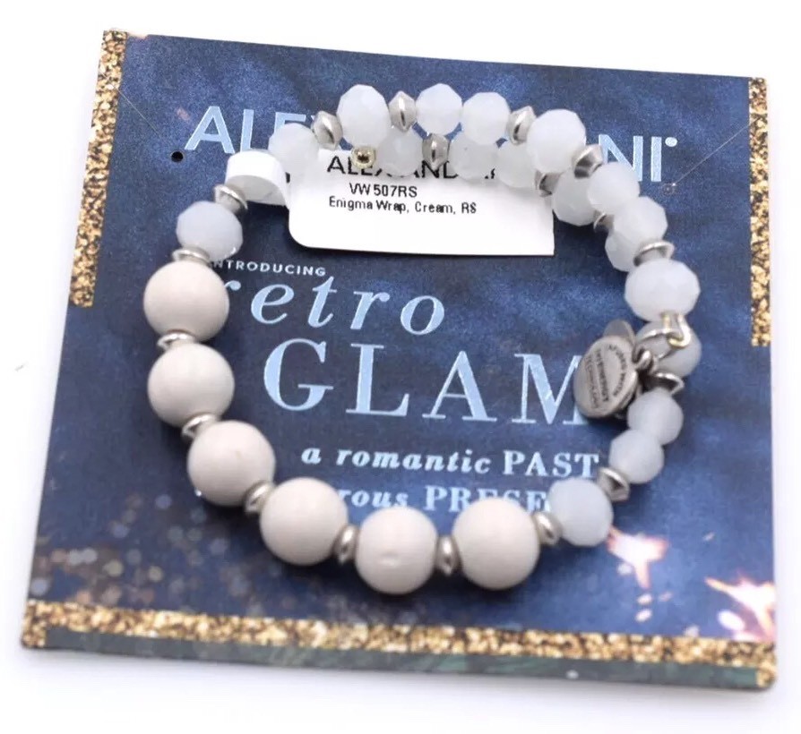 Alex and Ani Cream Retro Glam Enigma Wrap Raf Silver NWT&MC | eBay