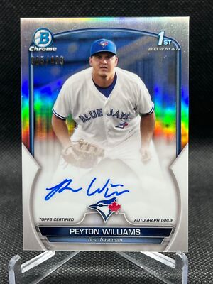 2023 Bowman Chrome PEYTON WILLIAMS REFRACTOR AUTO 5/499 BLUE JAYS CPA ...