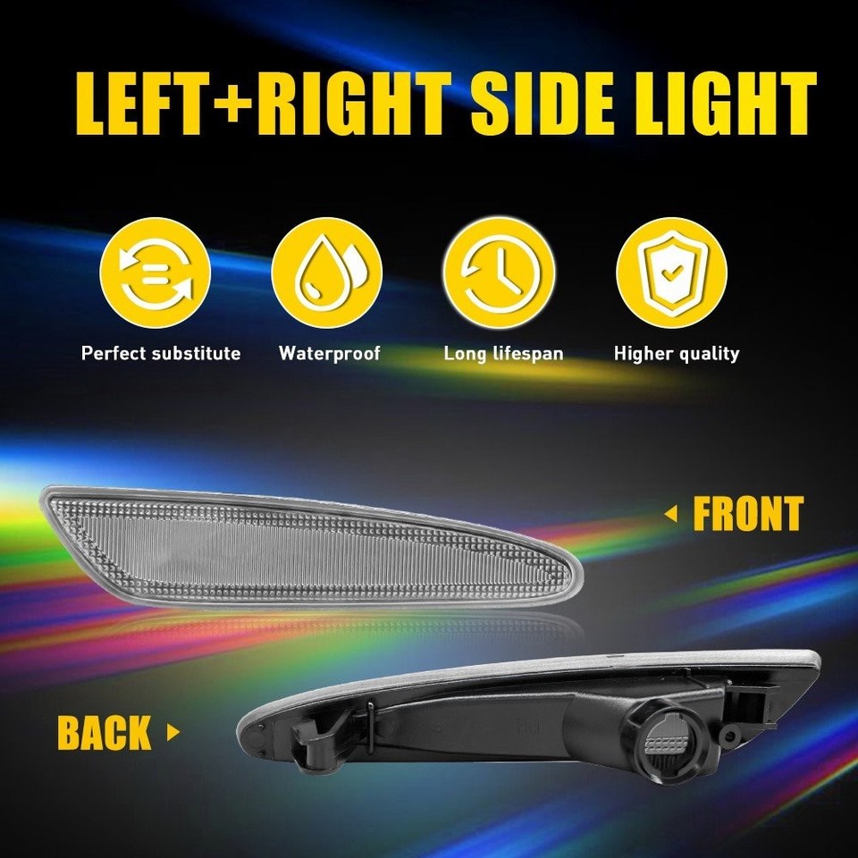 Clear Lens Front Bumper Side Marker Lights For 03-06 Mercedes W211 E ...