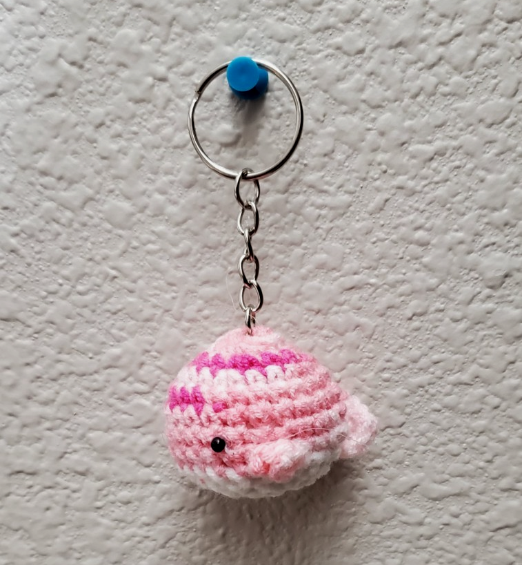 Crochet Handmade Multicolor Pink whale fish Keychain Stuffed Plush ...