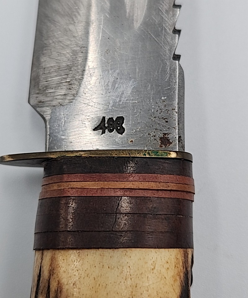 🔥Edge Brand German Bowie Knife With Saw Tooth By #488 W/Sheath And Stag ...
