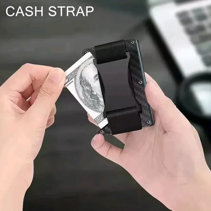 The Ridge Style Titanium Metal RFID Blocking Men's Wallet With Strap ...