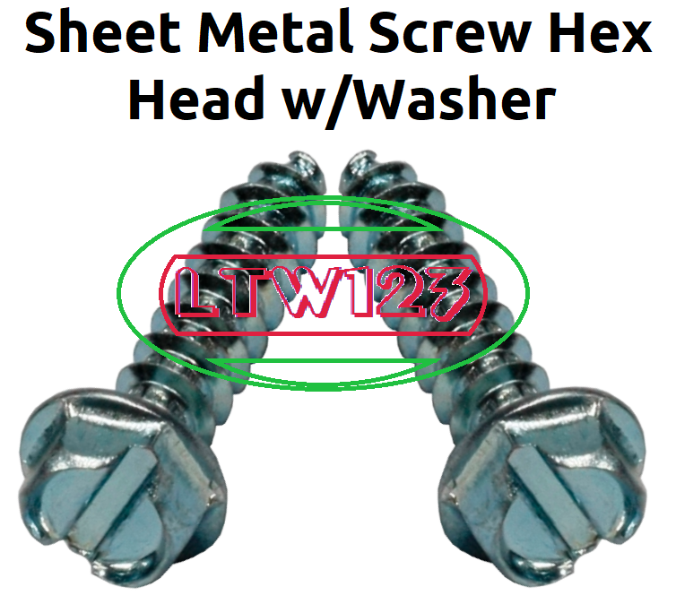 (50) #12-11x1-1/4'' Sheet Metal Screw Slot Hex Washer Head Type A Zinc ...