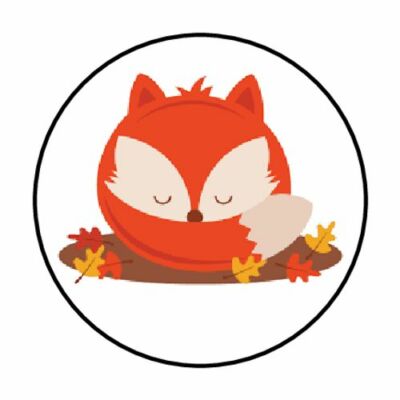 48 SLEEPING WOODLAND FOX FALL ENVELOPE SEALS LABELS STICKERS 1.2" ROUND ...