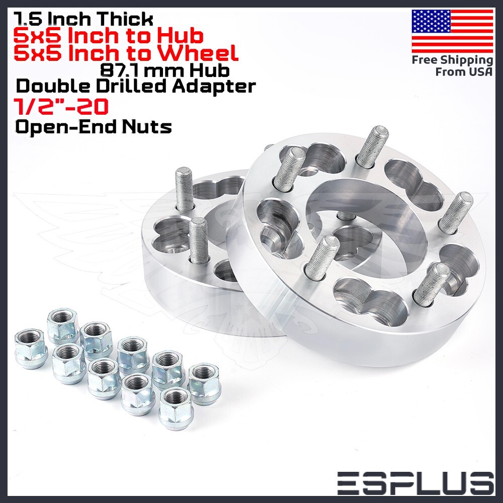 2 x 1.5" 5x5" Hub to 5x5" Same/Stock Wheel Conversion Adapter Fit Chevy ...
