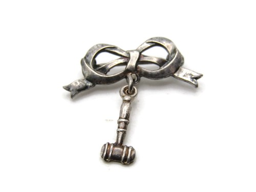 Ribbon & Gavel Pin Silver Tone | eBay