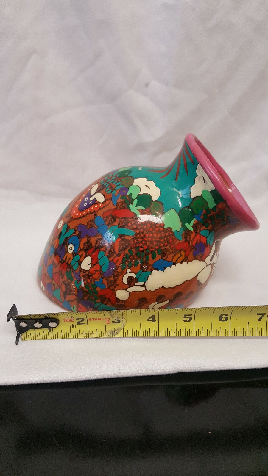 Mexican Folk Art Pottery - Wall Pocket Hanging Vase Southwest Design | eBay