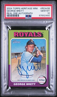 2024 Topps Heritage MINI George Brett Auto PSA 10 POP 1 Real One ...