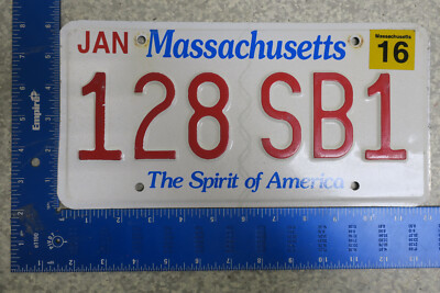 Massachusetts LIcense Plate 2016 Tag Ma 16 128 SB1 Natural Sticker | eBay