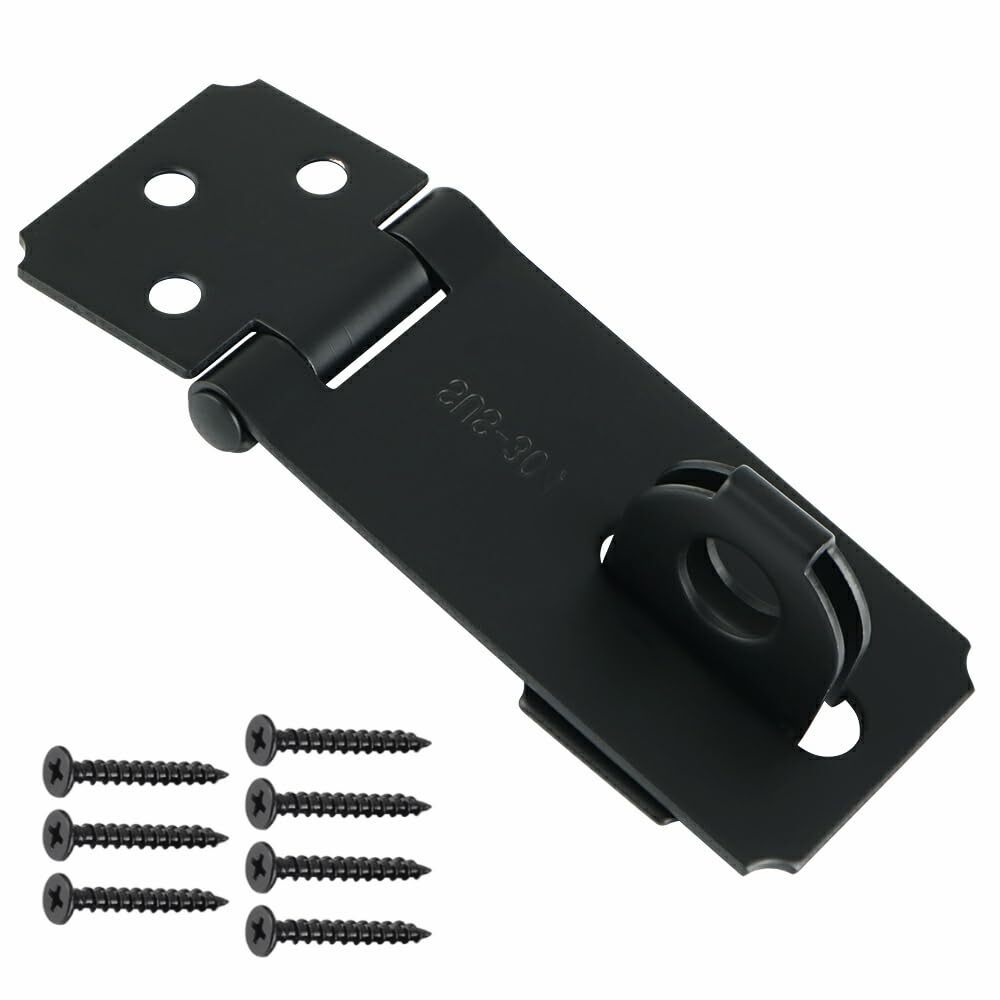 Hasp Lock Door Hinge Lock Padlock,Black Clasp Latch Hinges Lock for ...