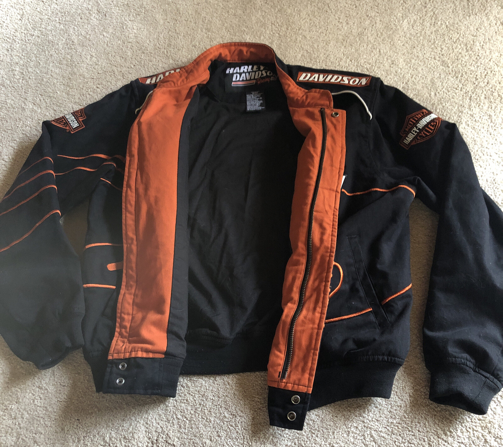 Harley Davidson Racing Jacket Men’s Large Black Cott… - Gem
