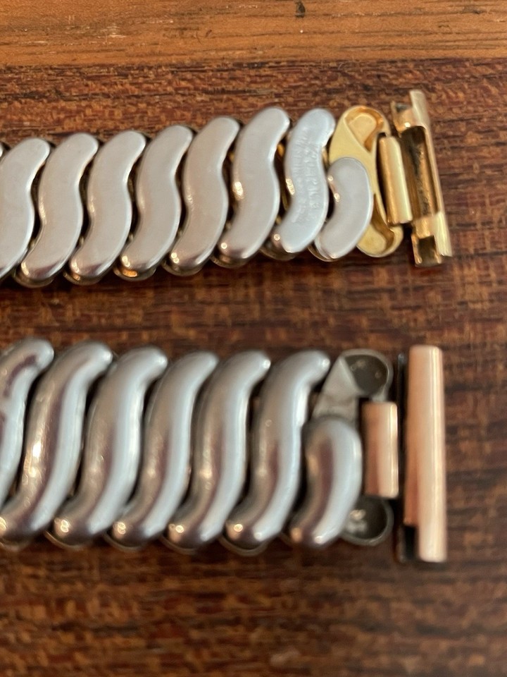 2 NICE Rose Gold Filled & Stainless Mens Expansion Watch Band Lot Mkd Flex-Let | eBay