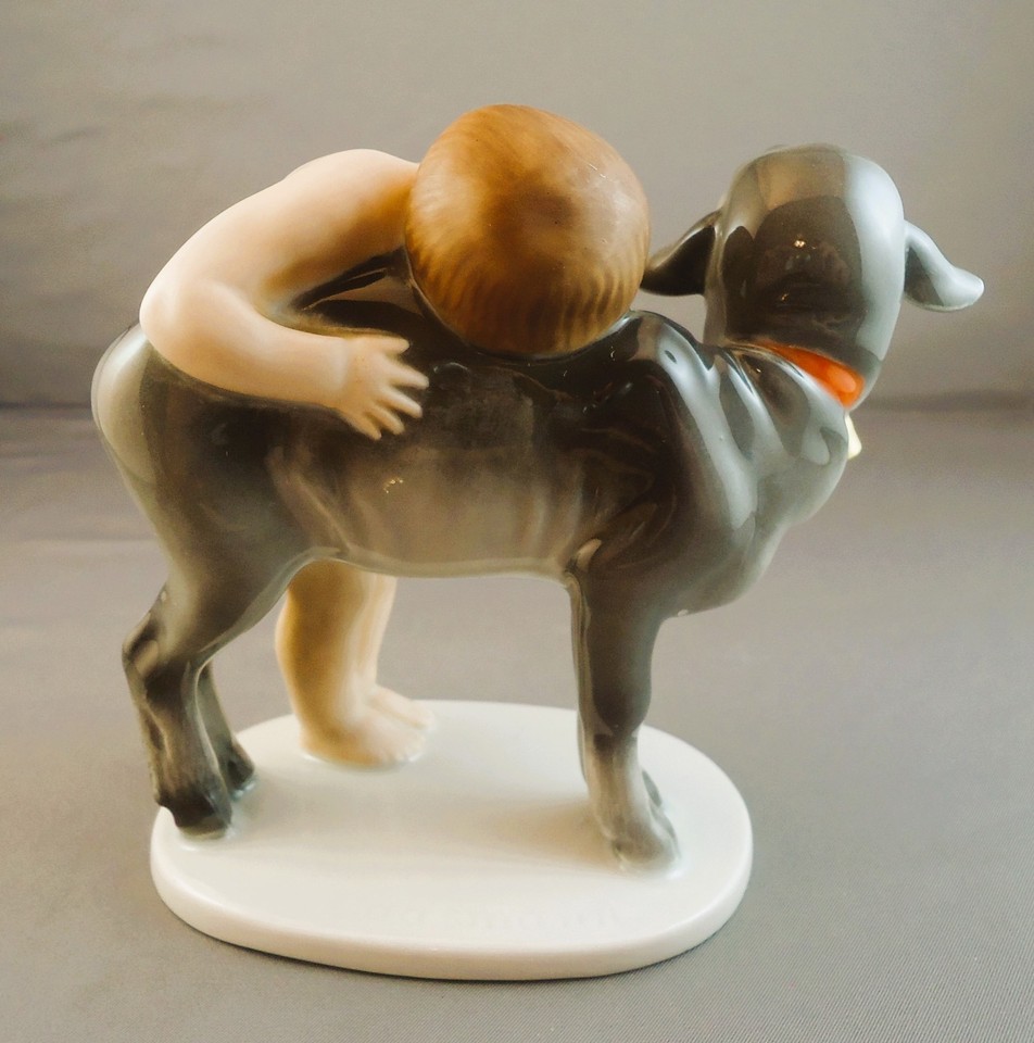 Rare 1914 Rosenthal Porcelain Figure by Albert Caasmann, Boy and Goat ...