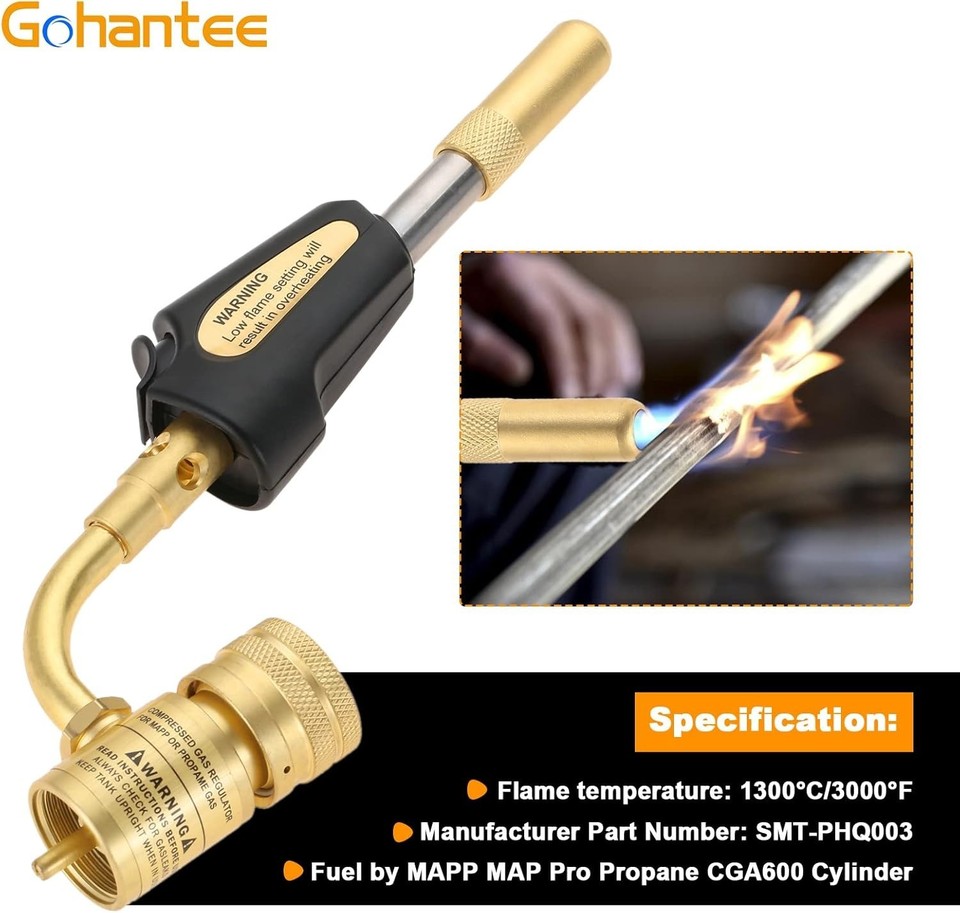 Propane MAPP Gas Turbo Torch Tips w/ Self Ignition Trigger Adjustable ...