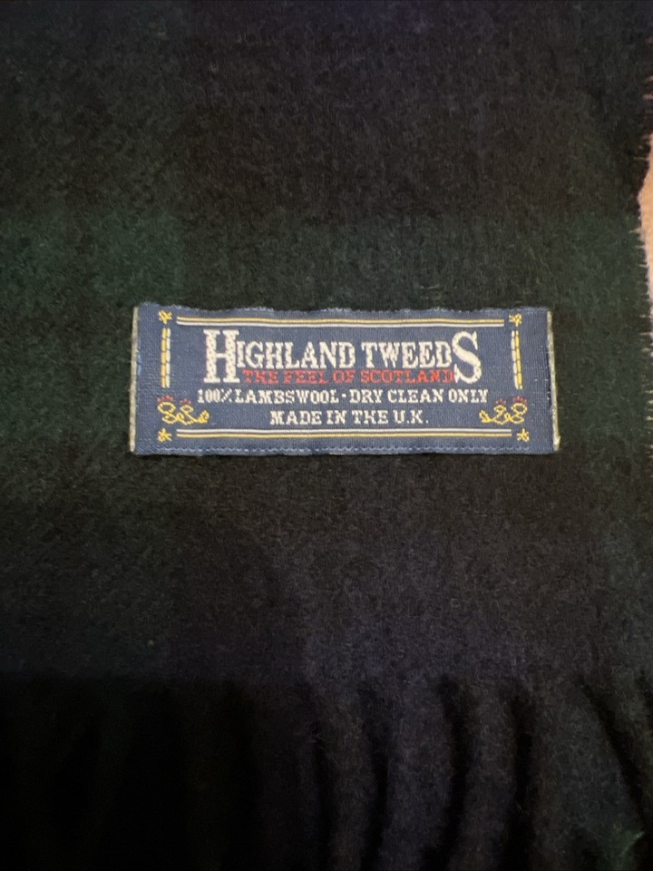 Highland Tweeds 100% Lambswool Green Blue Plaid Tartan Scarf 56x12 | eBay