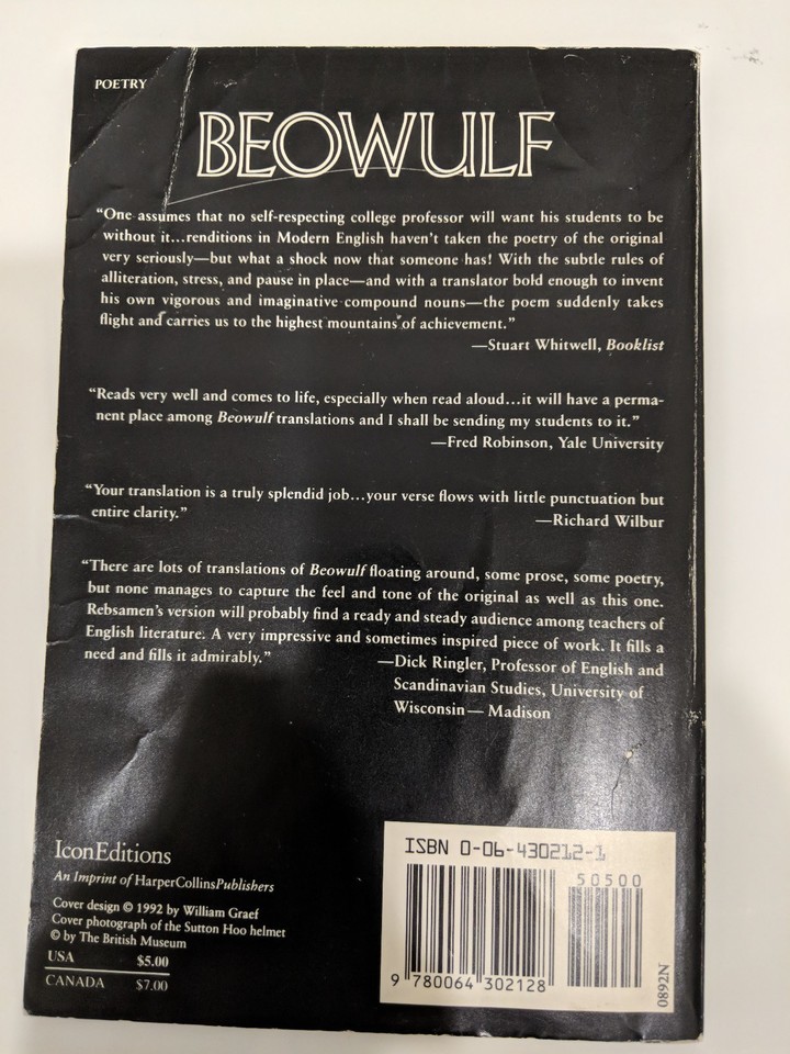 Beowulf translated by Frederick Rebsamen Book | eBay