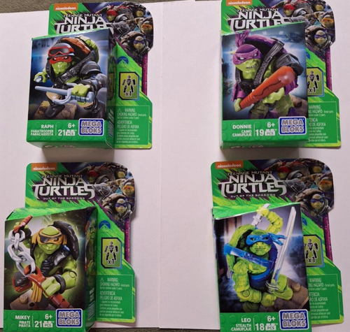 Nickelodeon Mega Bloks TMNT Out the Shadows Leo, Mickey, Donnie, Raph ...