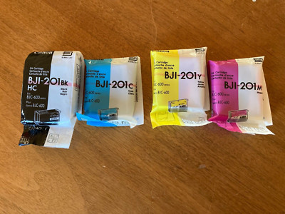 4-Pack Genuine Canon Ink Cartridges BJI-201Bk-Y-C-M BJC-600 series NEW ...