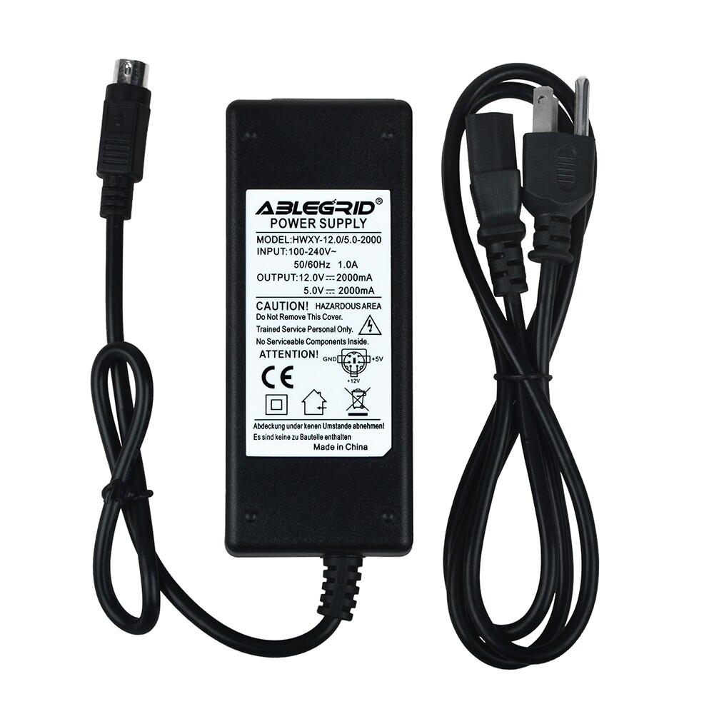 6-Pin (Left Ground) 12V 5V AC-DC Adapter Charger For GX34W-12-5 ...