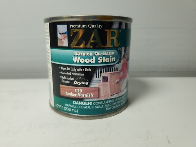 Half Pint Cans ZAR 129 AMBER VARNISH 1/2 Oil Based Interior Wood Stain ...