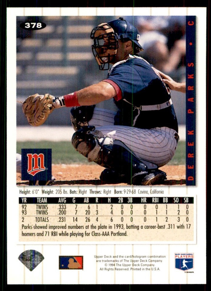 1994 Upper Deck Derek Parks Baseball Cards #378 | eBay