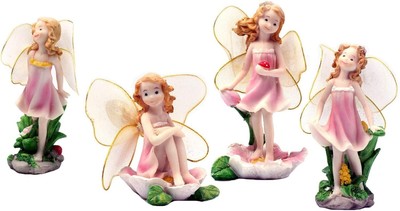4 Pcs Flower Fairy Figurines Resin Elves Model Girl with Wings Statue ...